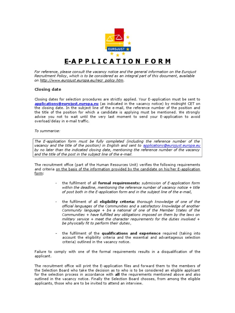 Eurojust Application - Form - EN | PDF | Personally Identifiable ...