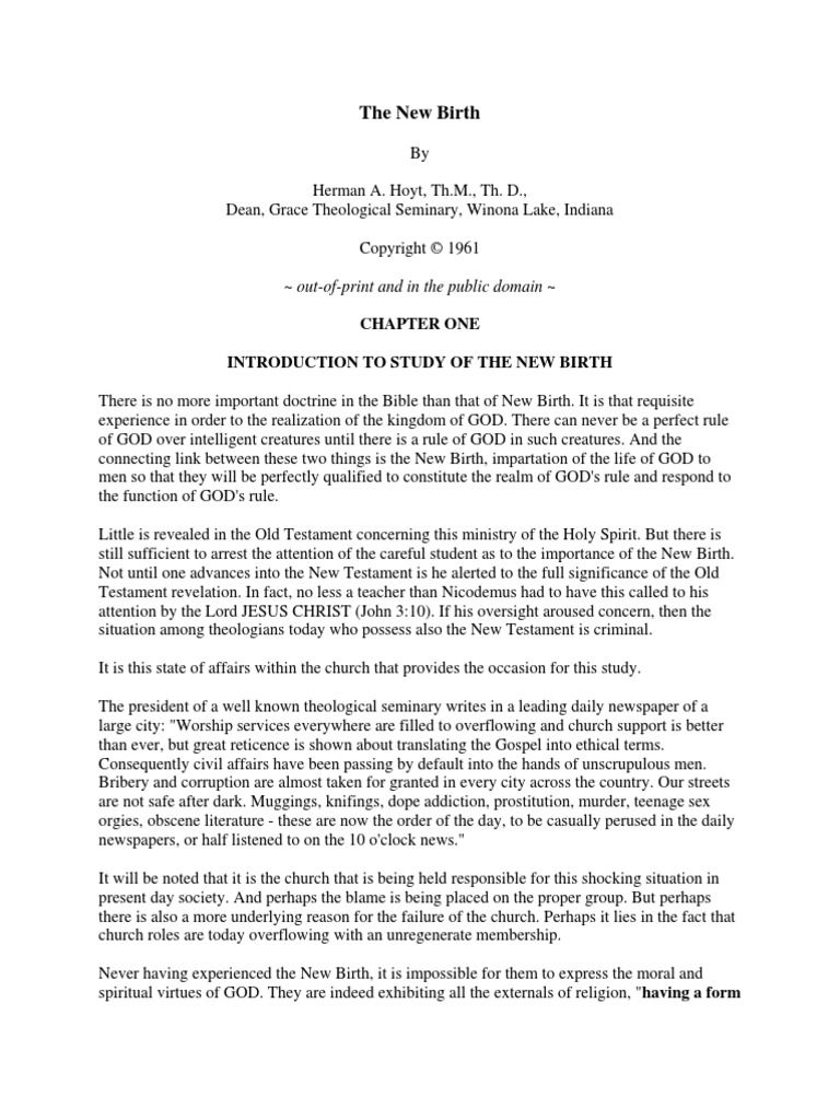Chapter One Introduction To Study of The New Birth | PDF | Born Again ...