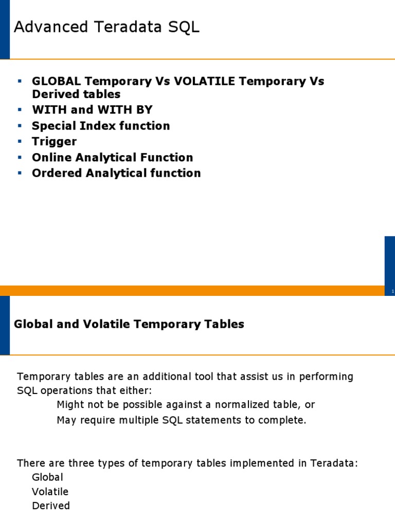 Teradata Advanced Sql Day4 Part1 Pdf Database Index Data