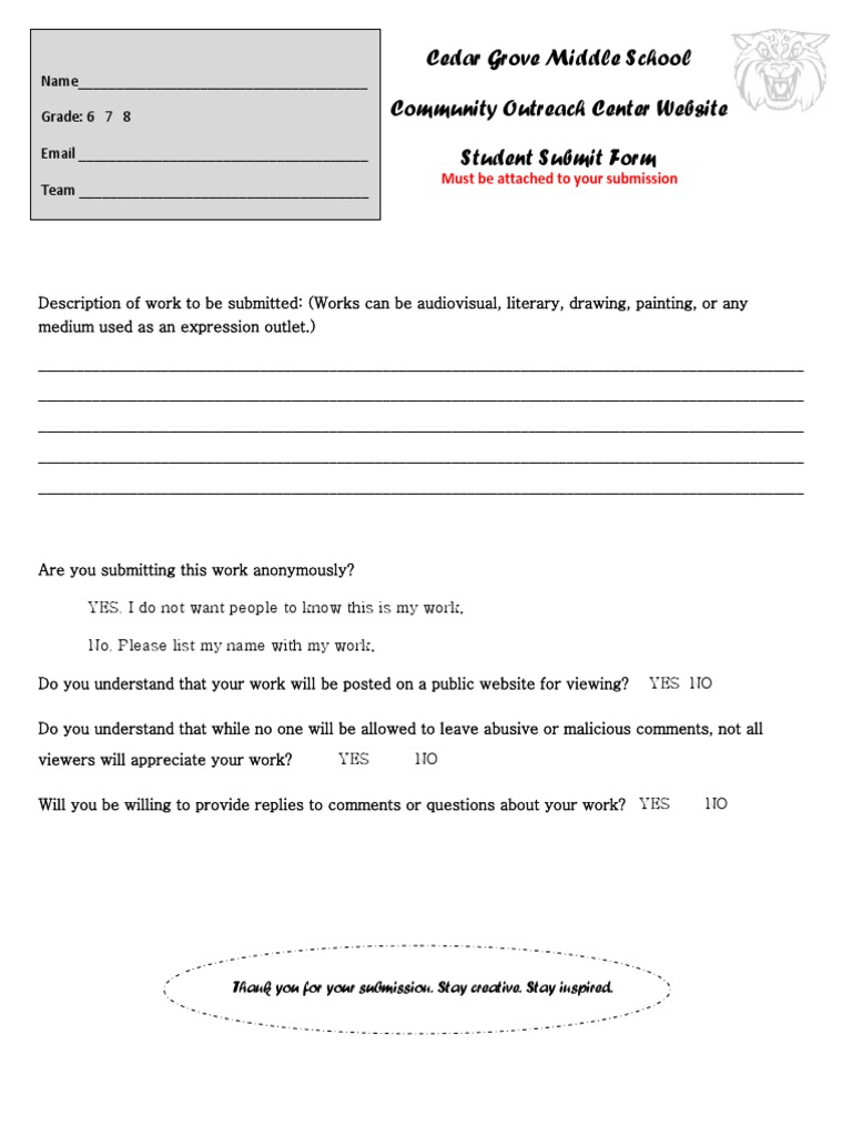 Cedar Grove Student Submission Form | PDF | Career & Growth