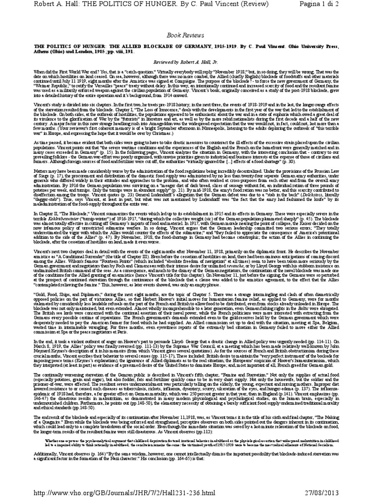 The Politics of Hunger The Allied Blockade of Germany, 1915-1919 | PDF ...