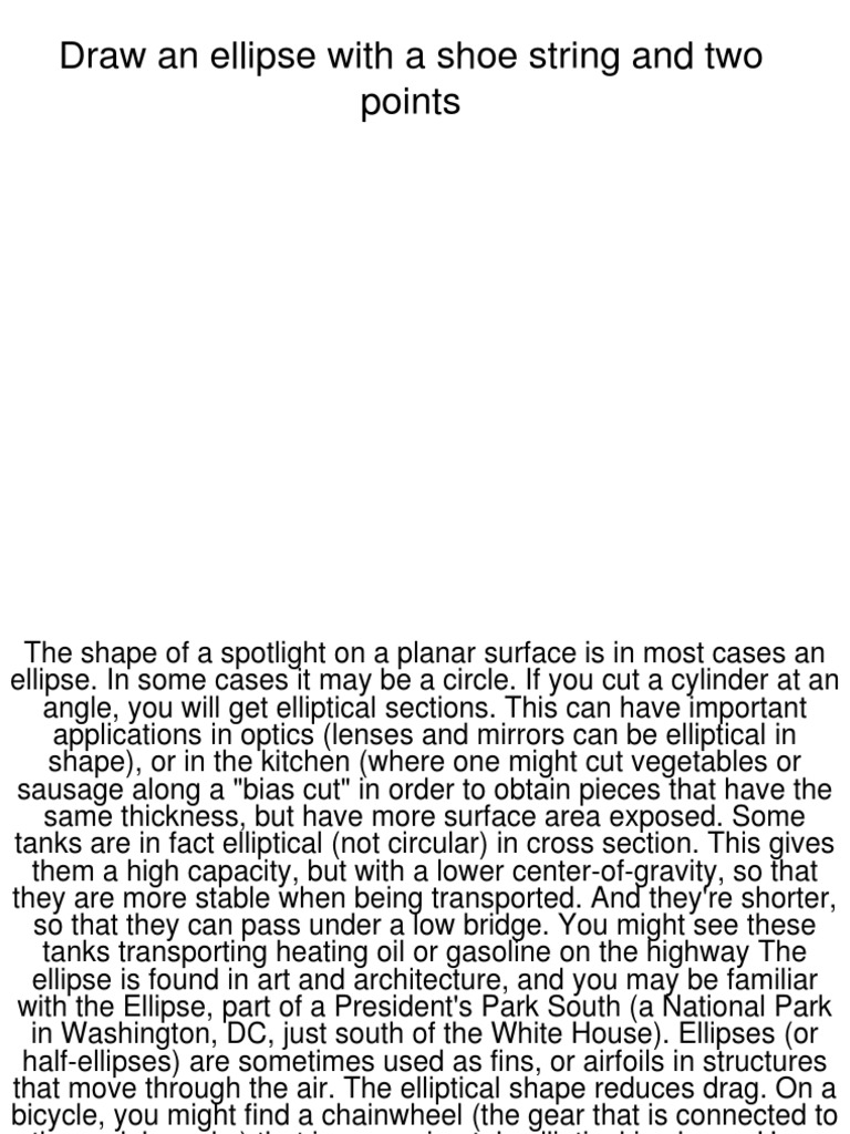 Draw An Ellipse With A Shoe String and Two Points | PDF | Ellipse ...