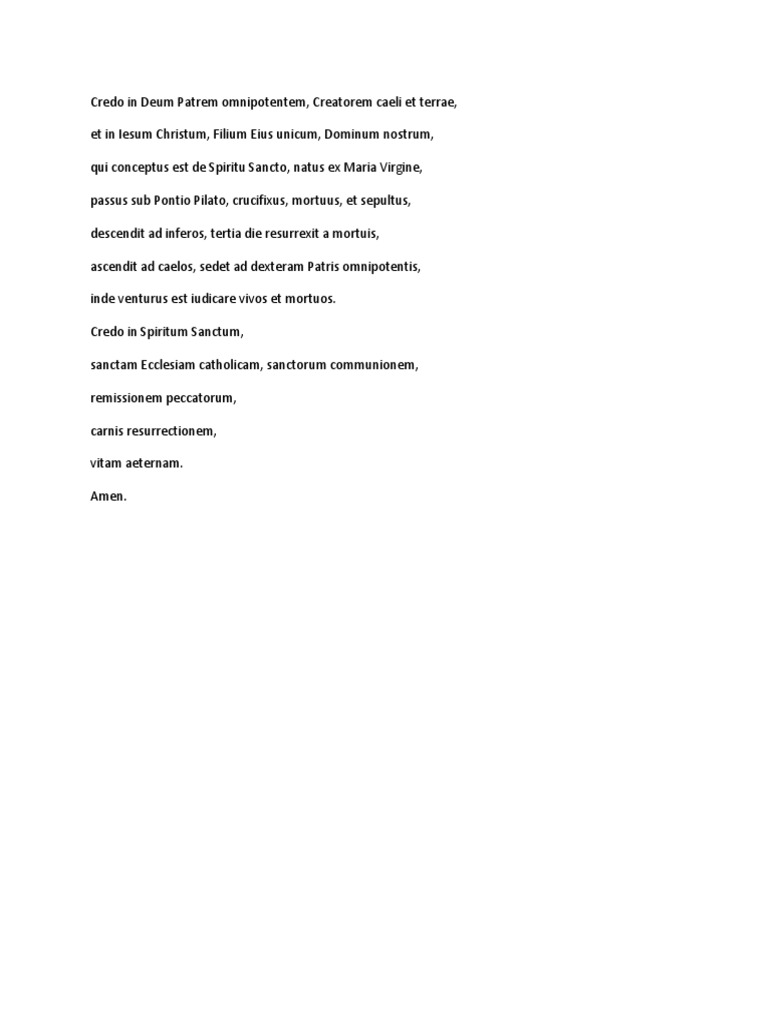 Symbolum Apostolorum / Symbolum Apostolicum (Apostles Creed in Latin) | PDF