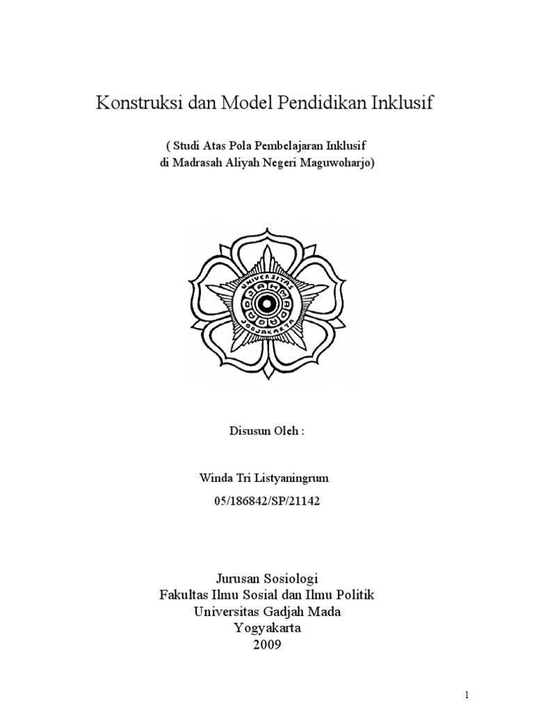 SKRIPSI: Konstruksi Dan Model Pendidikan Inklusif (Studi Atas Pola ...