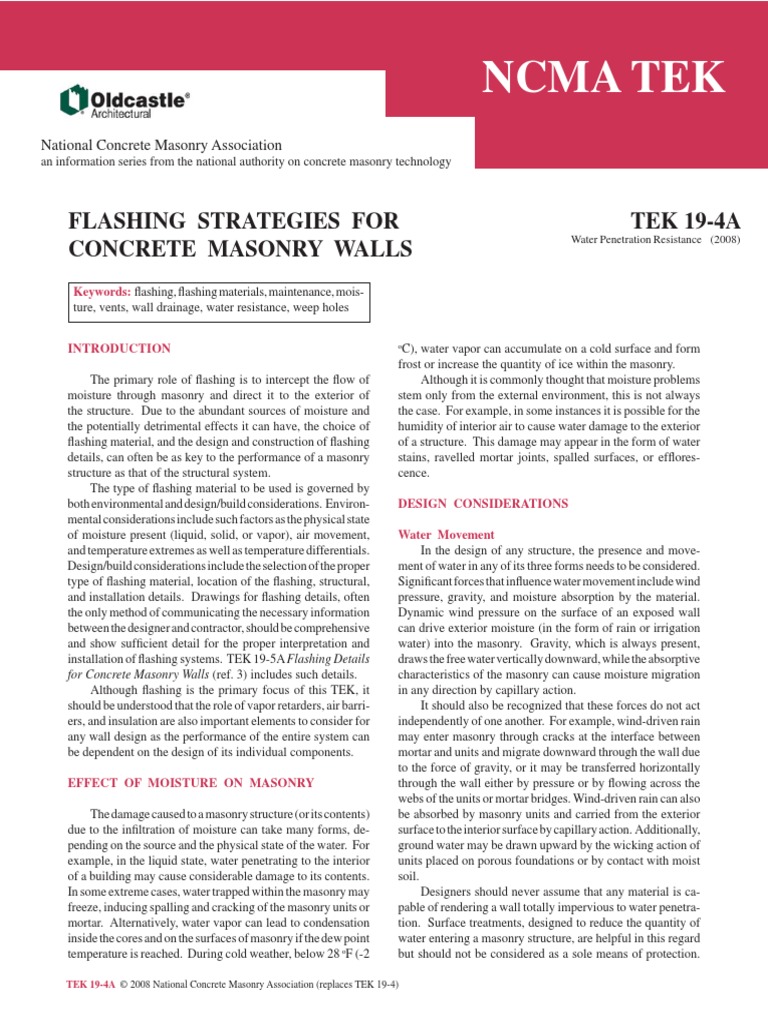 NCMA TEK 19-4A Water Penetration Resistance (2008) | PDF | Masonry ...