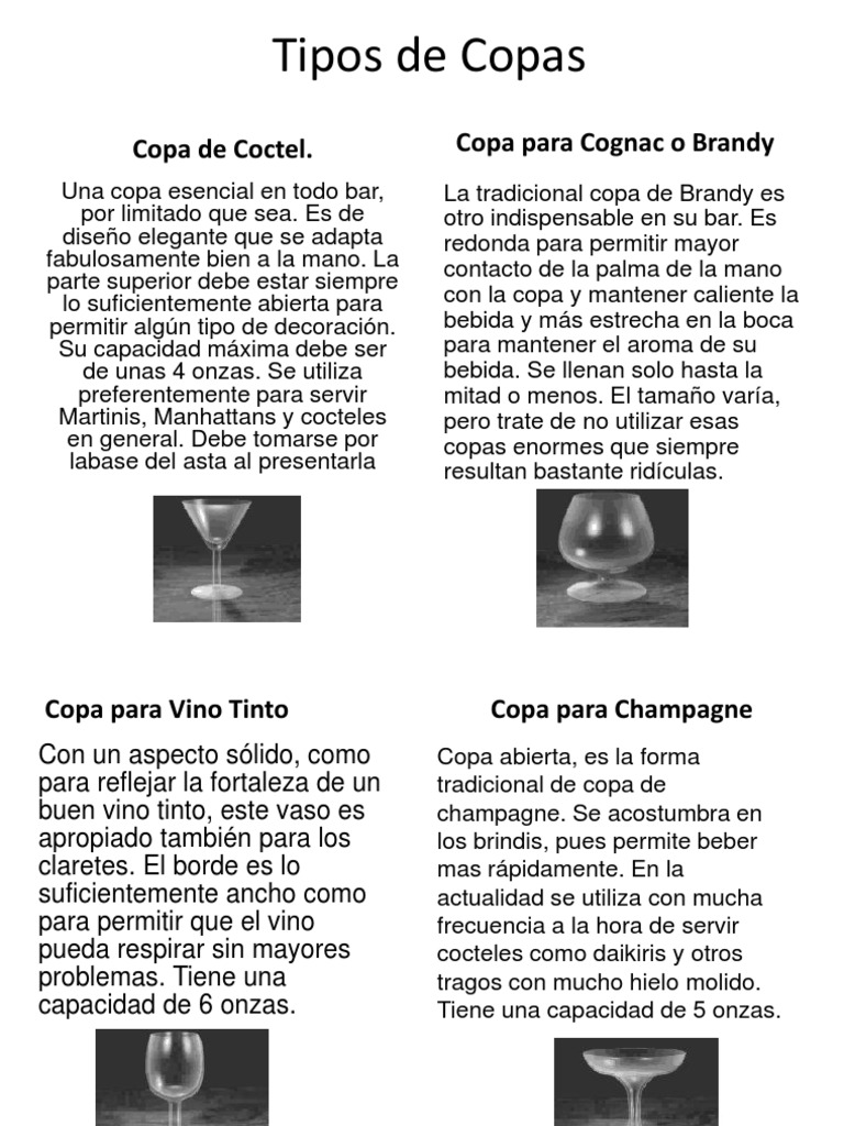 Guía de Copas para Bebidas y Cocteles | PDF | brandy | Vino