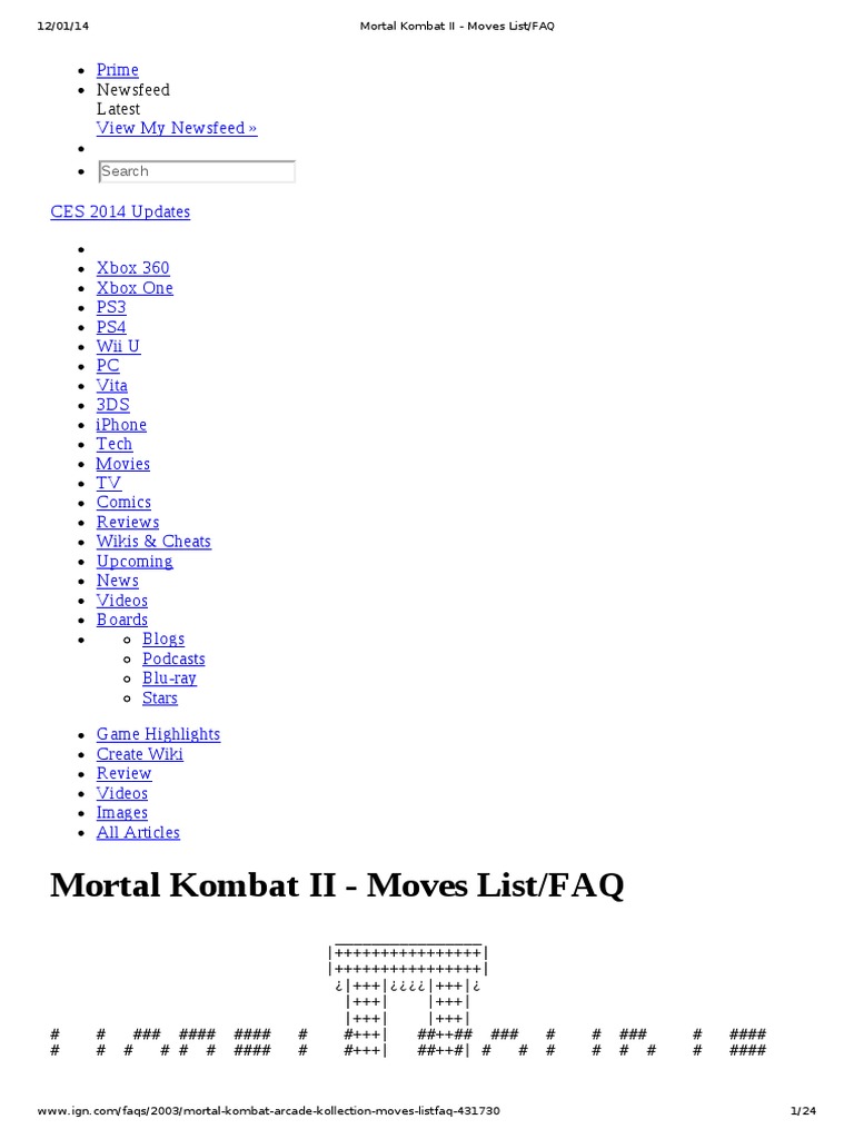 Mortal Kombat II - Moves List - FAQ | PDF | Electronic Toys | Consumer ...
