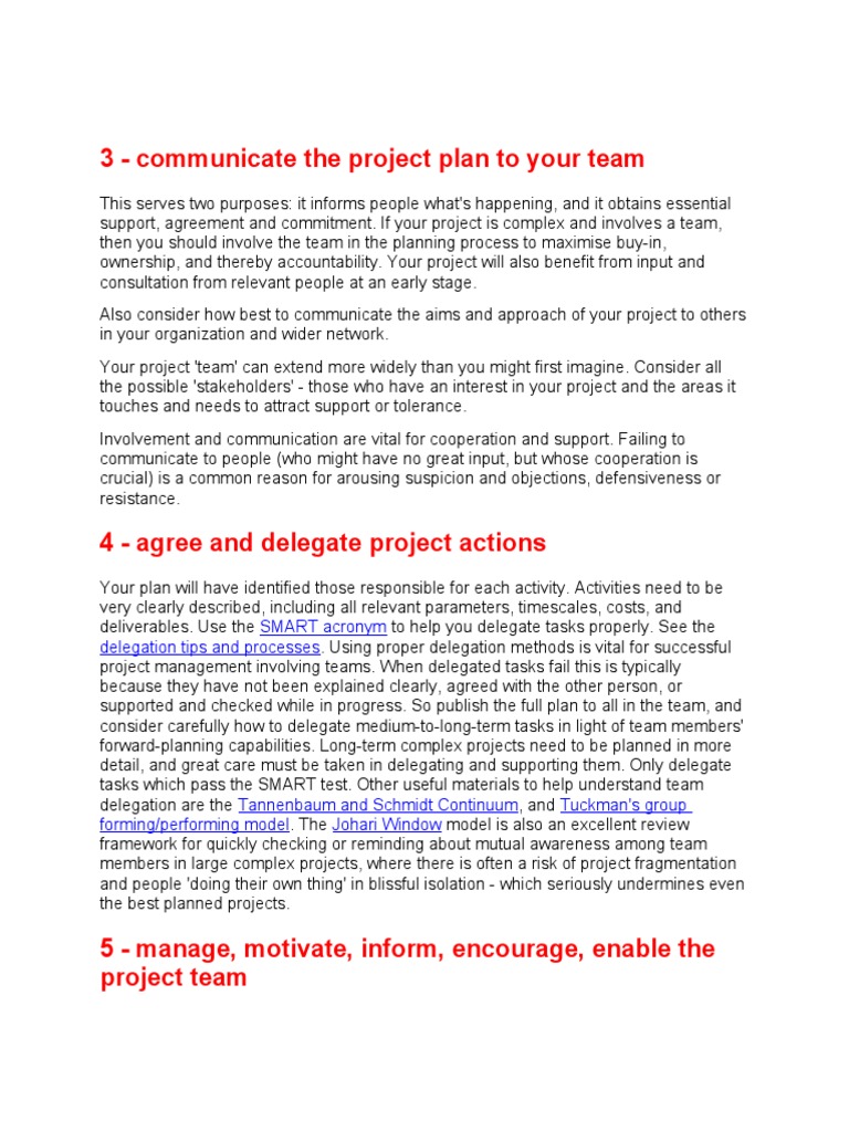3 - Communicate The Project Plan To Your Team: SMART Acronym Delegation ...