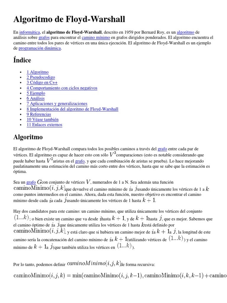 Algoritmo de Floyd-Warshall | PDF | Algoritmos | Informática teórica