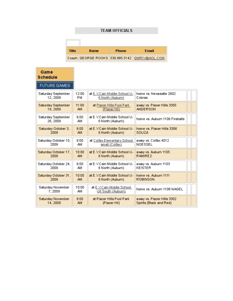 Lightning Schedule | PDF