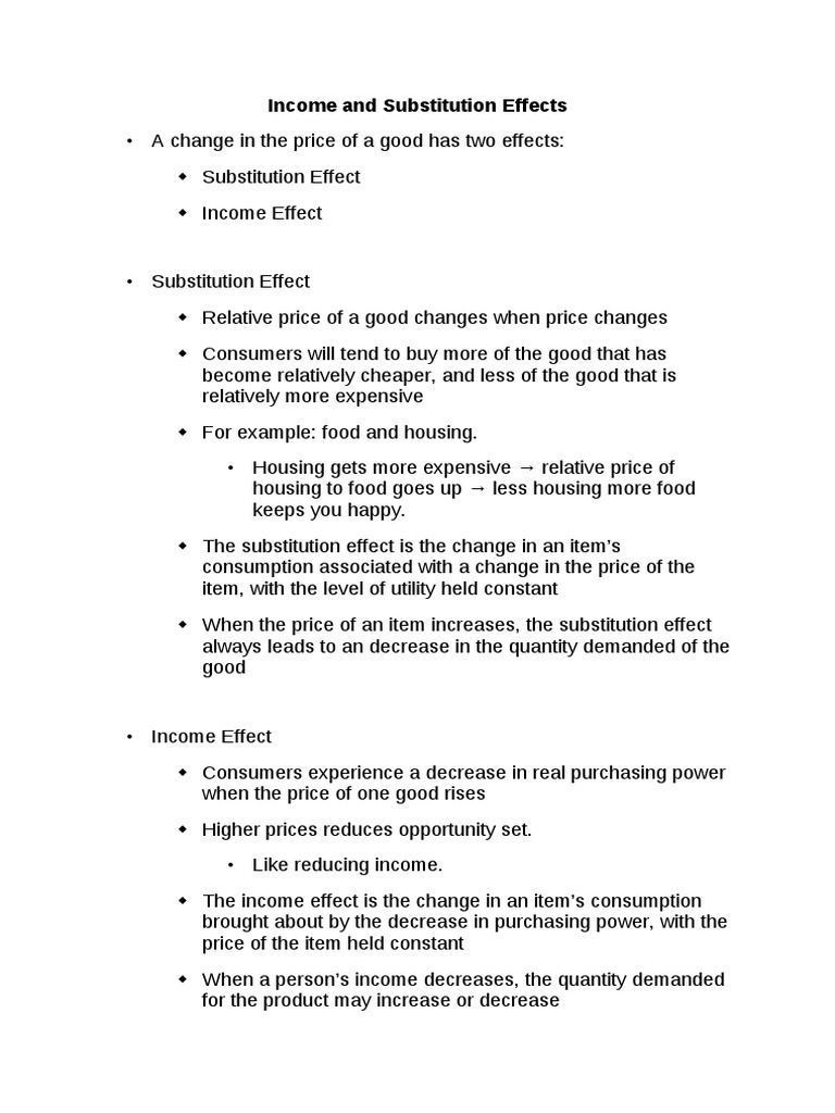 Understanding Income and Substitution Effects | PDF