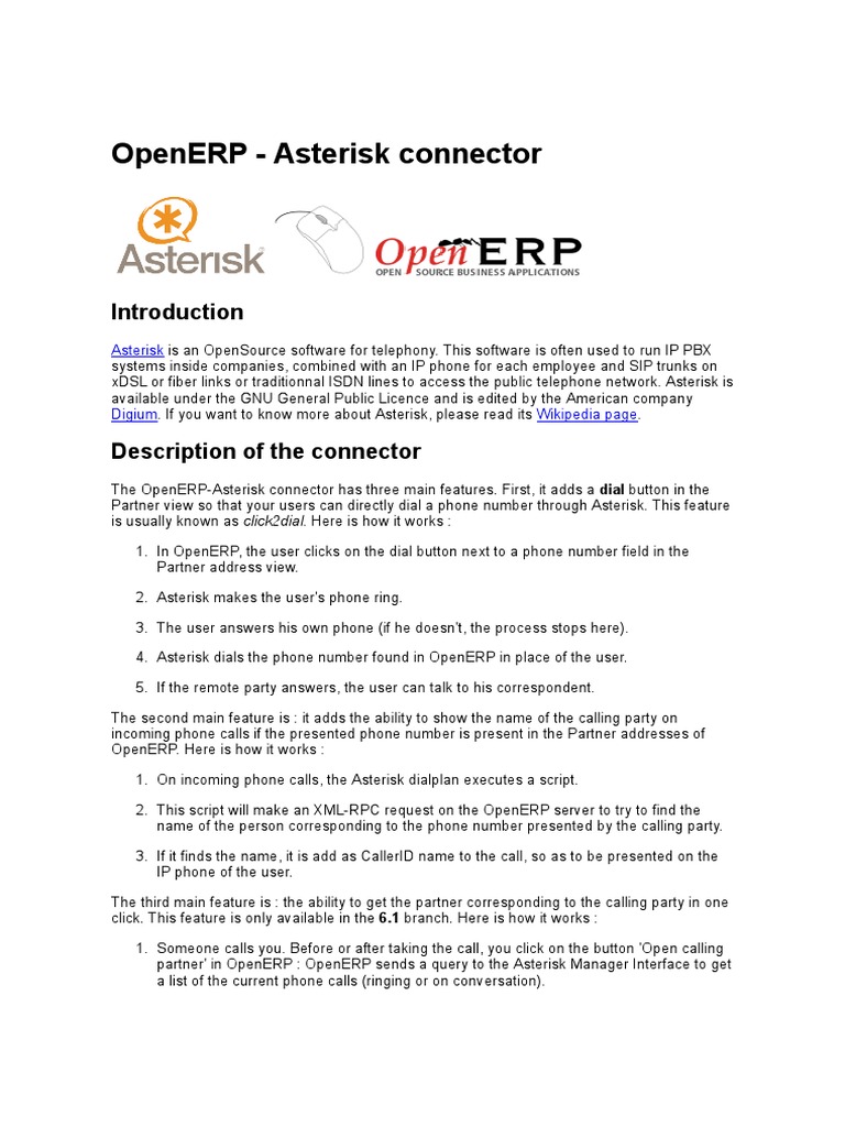 Asterisk Connector | PDF | Session Initiation Protocol | Telephony