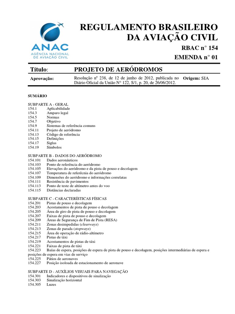 Rbac 154 Projeto de Aeroportos | PDF | Pista | Aeroporto