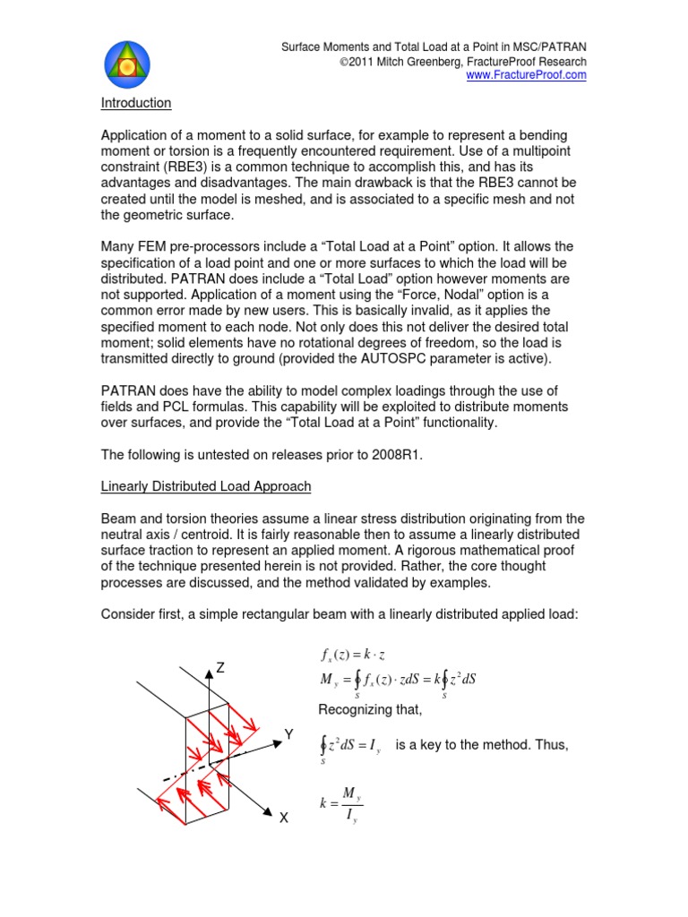 Surface Moments and Total Load at A Point in MSC/PATRAN | PDF ...