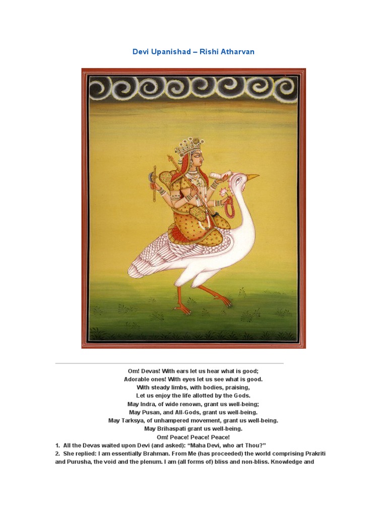 Devi Upanishad - Rishi Atharvan | PDF | Indian Religious Texts ...