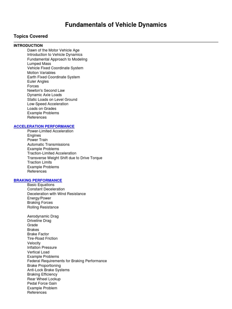Vehicle Dynamics Topics | PDF | Suspension (Vehicle) | Flight Dynamics ...