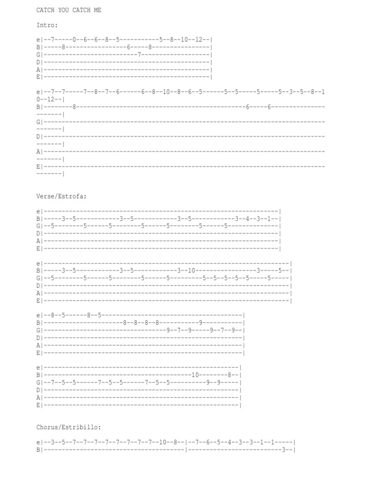 Catch You Catch Me Tabs | PDF