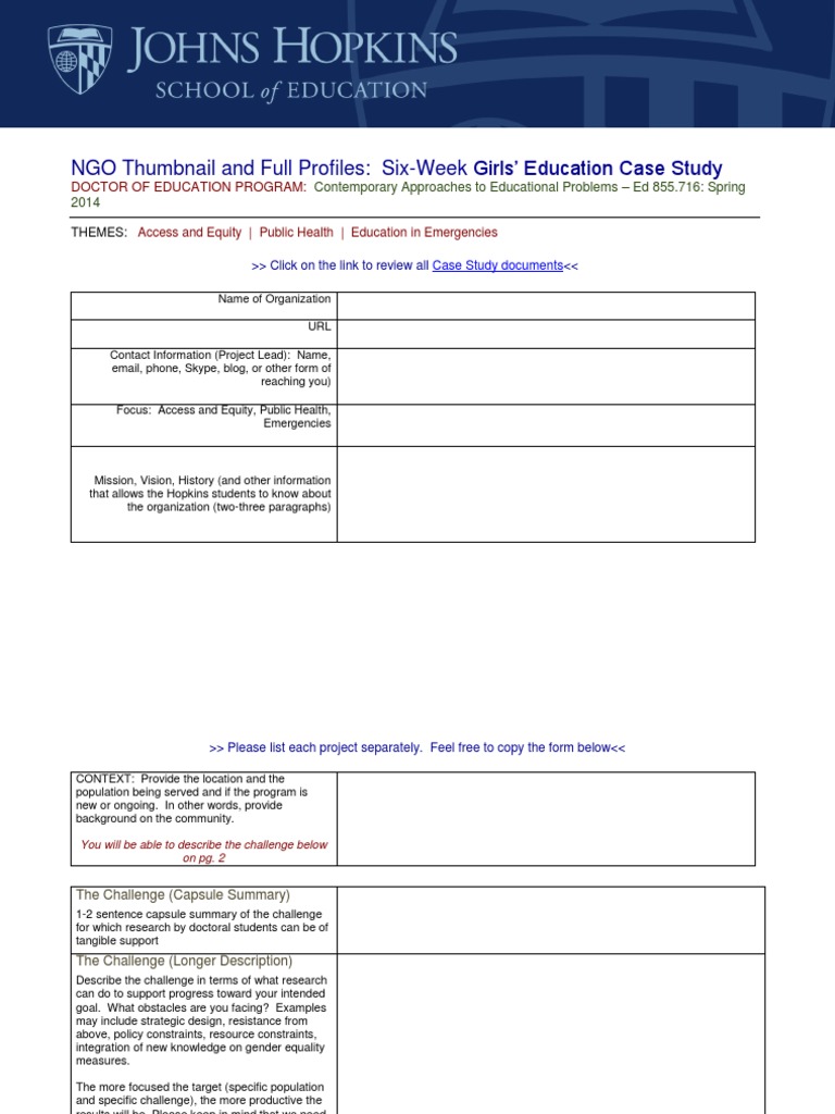 Girls' Education NGO Case Study Profiles | PDF | Career & Growth | Self ...