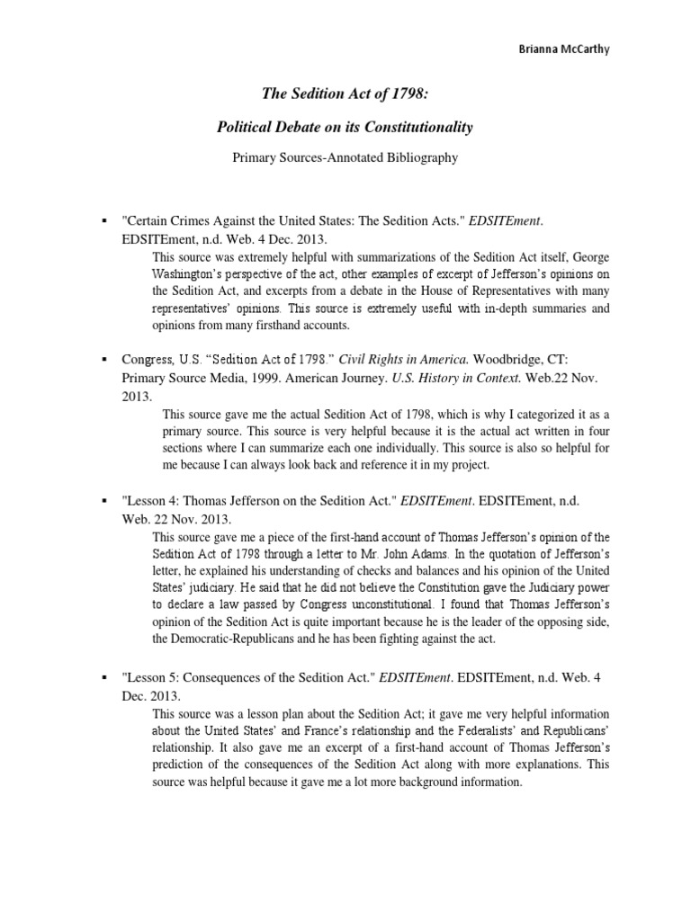Sedition Act of 1798: Constitutionality Debate | PDF | John Adams ...