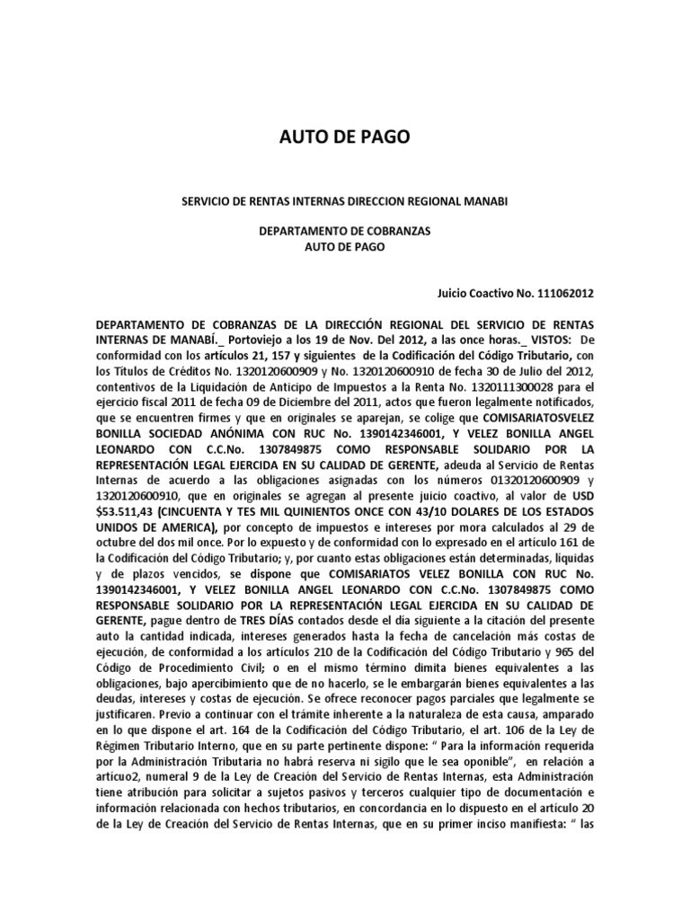 Auto de Pago | PDF | Propiedad | Liquidación