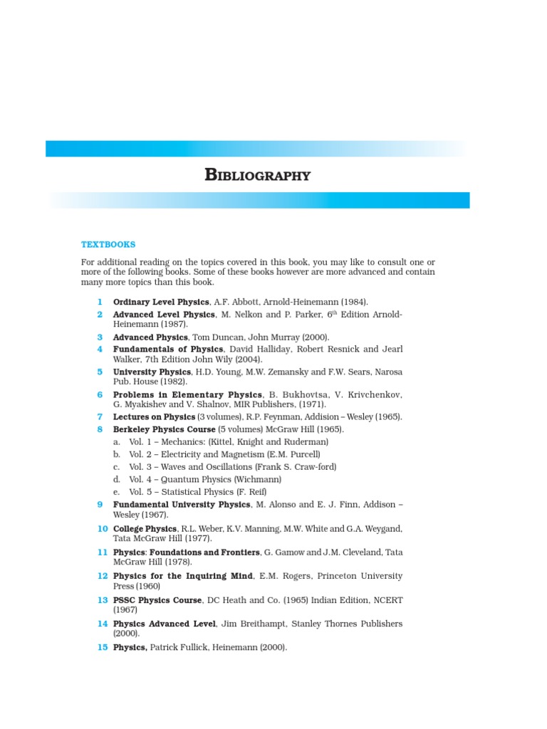 Class 11 Physics Bibliography Guide | PDF | Solid State Engineering ...