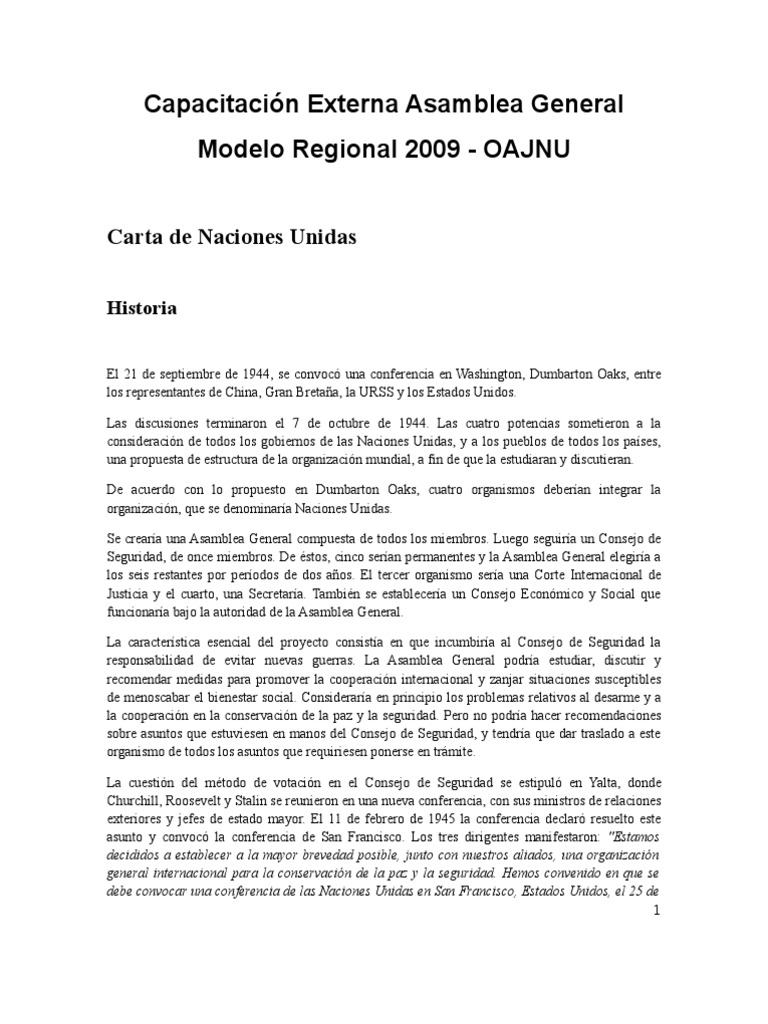 Carta De Naciones Unidas Pdf Naciones Unidas Relaciones