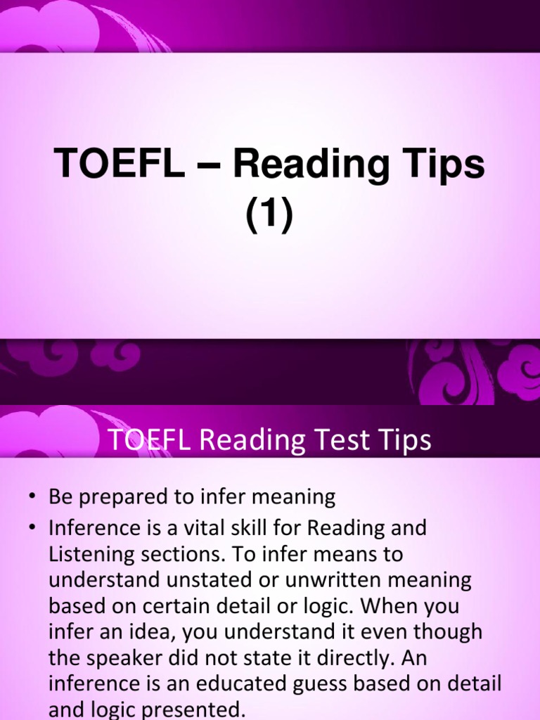 TOEFL - Reading Tips | PDF