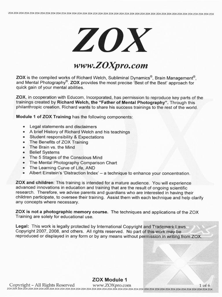 ZOX Module1 - Student Guide | PDF
