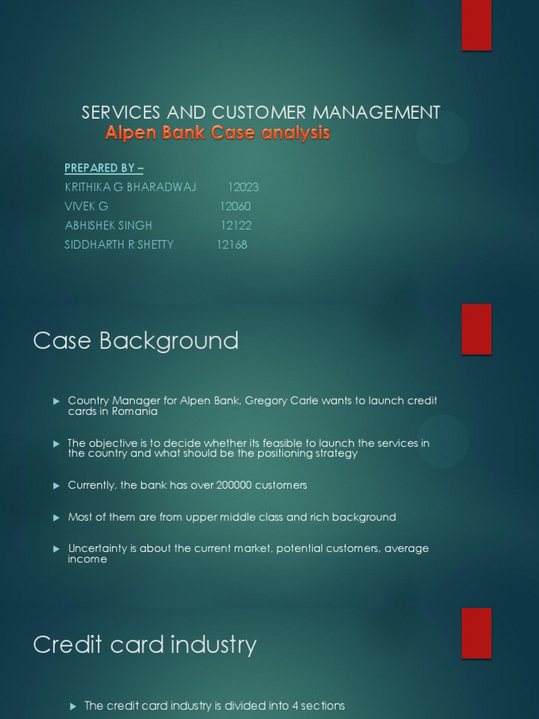Alpen Bank Case Analysis | PDF | Credit Card | Debits And Credits