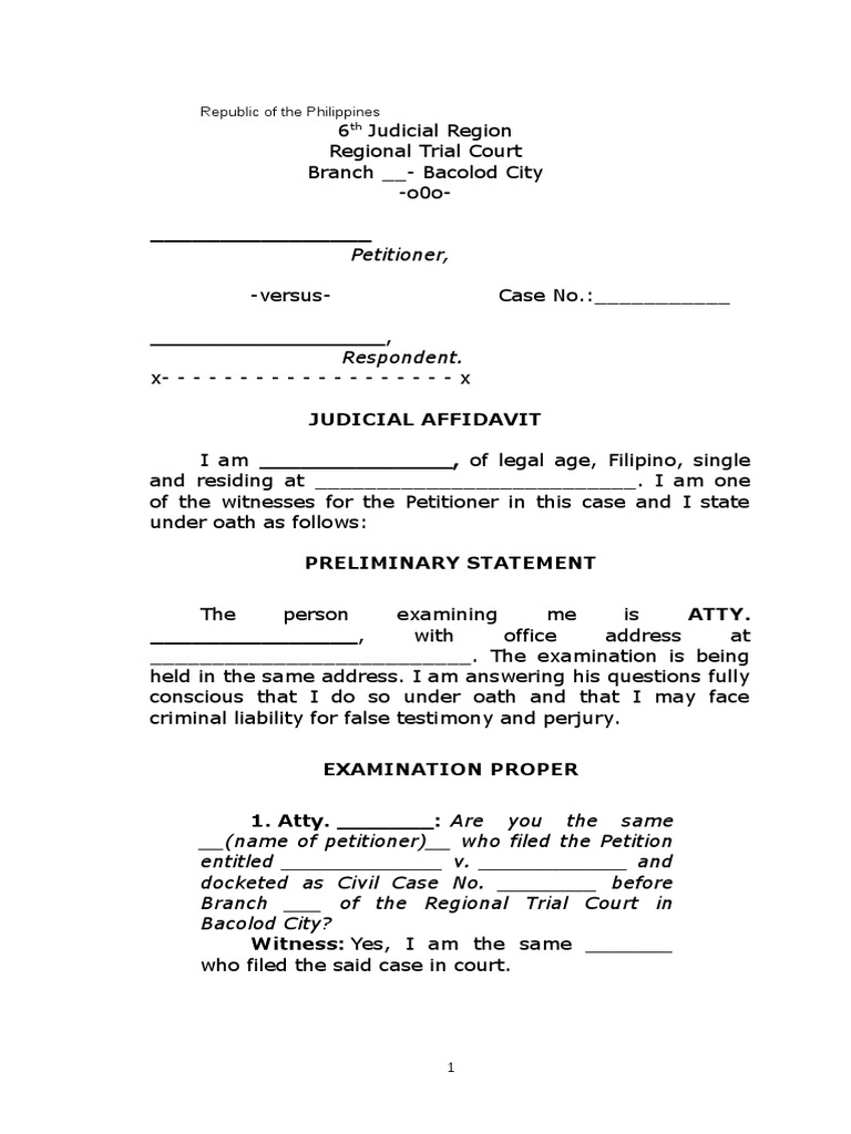 2014 - 1 - 29 Judicial Affidavit Form | PDF | Affidavit | United States Law