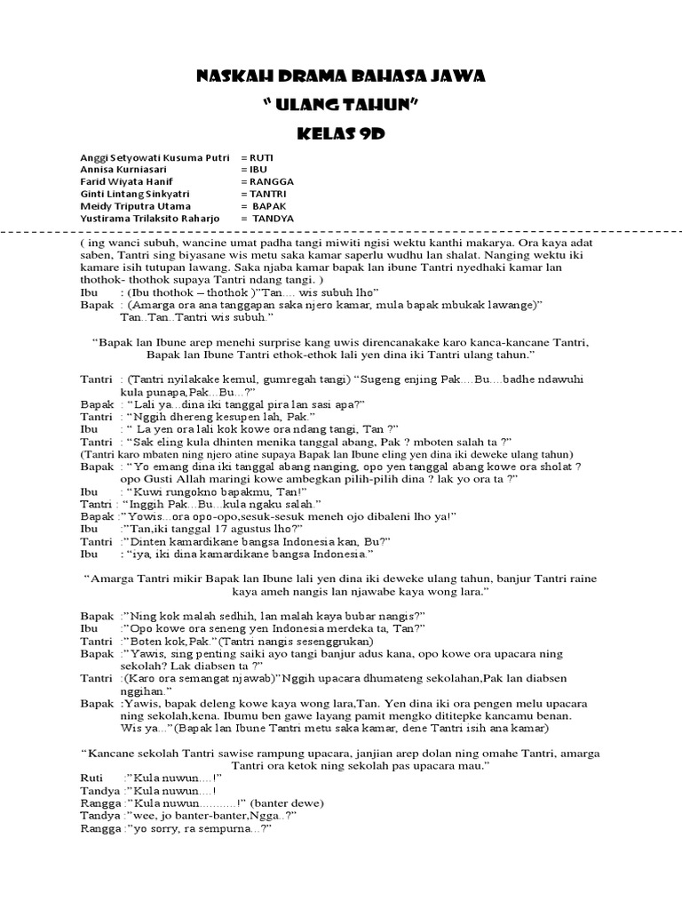 Naskah Drama Bahasa Jawa | PDF