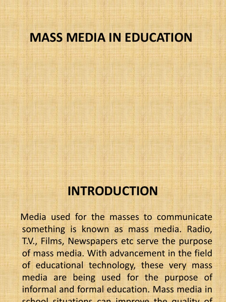 Mass Media in Education | PDF | Mass Media | Newspapers