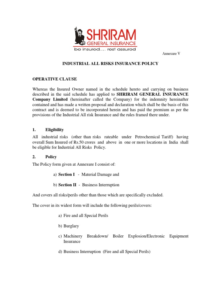 75 - Industrial All Risk | Download Free PDF | Deductible | Insurance