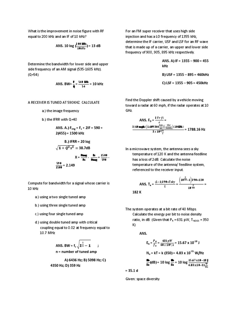 Esat - Review Matz | PDF | Frequency Modulation | Signal To Noise Ratio