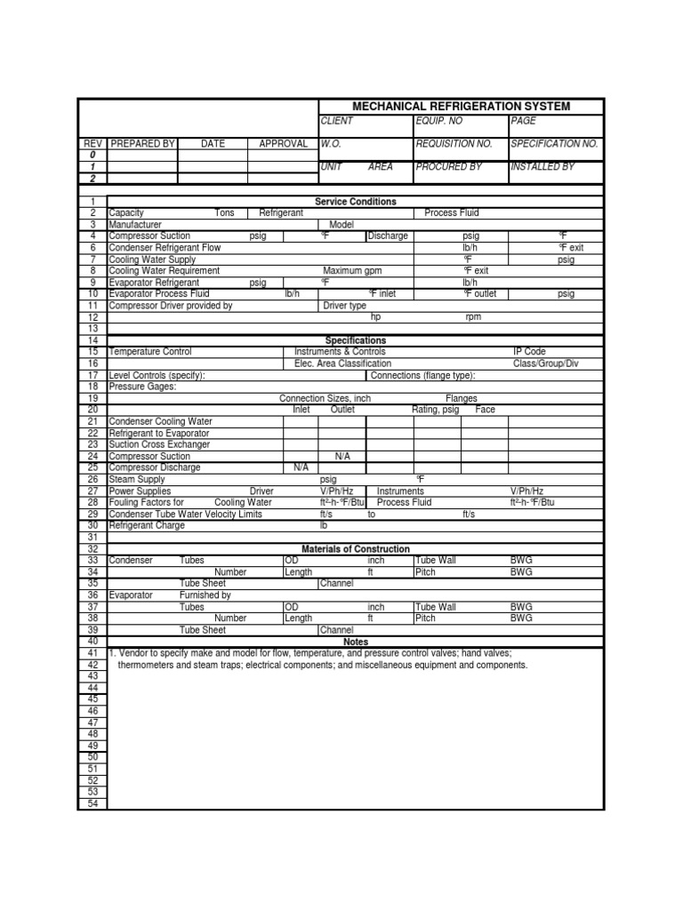 Refrigeration Process Data | PDF | Refrigeration | Continuum Mechanics