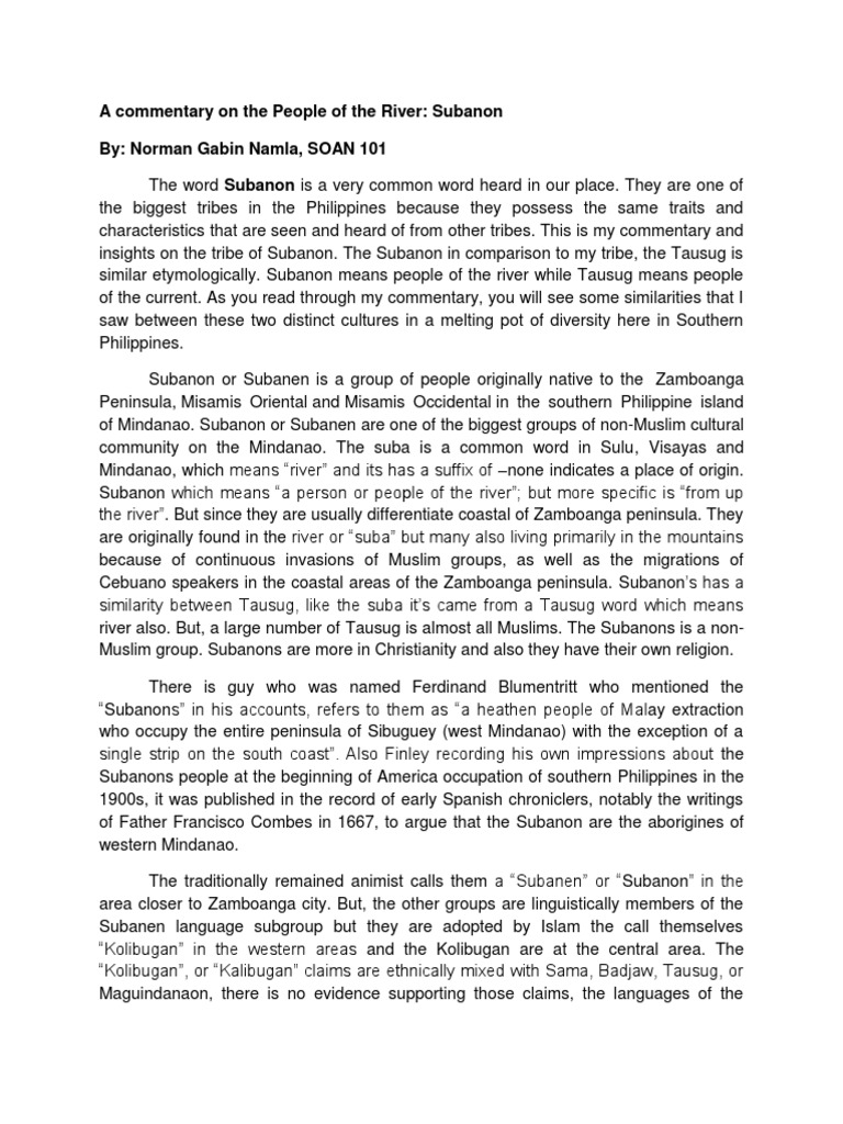 Subanon or Subanen Is A Group of People Originally Native To The | PDF ...