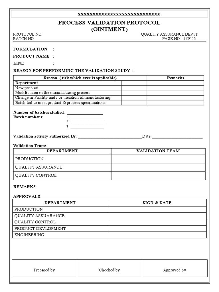 Ointment Process Validation Protocol | PDF | Verification And ...