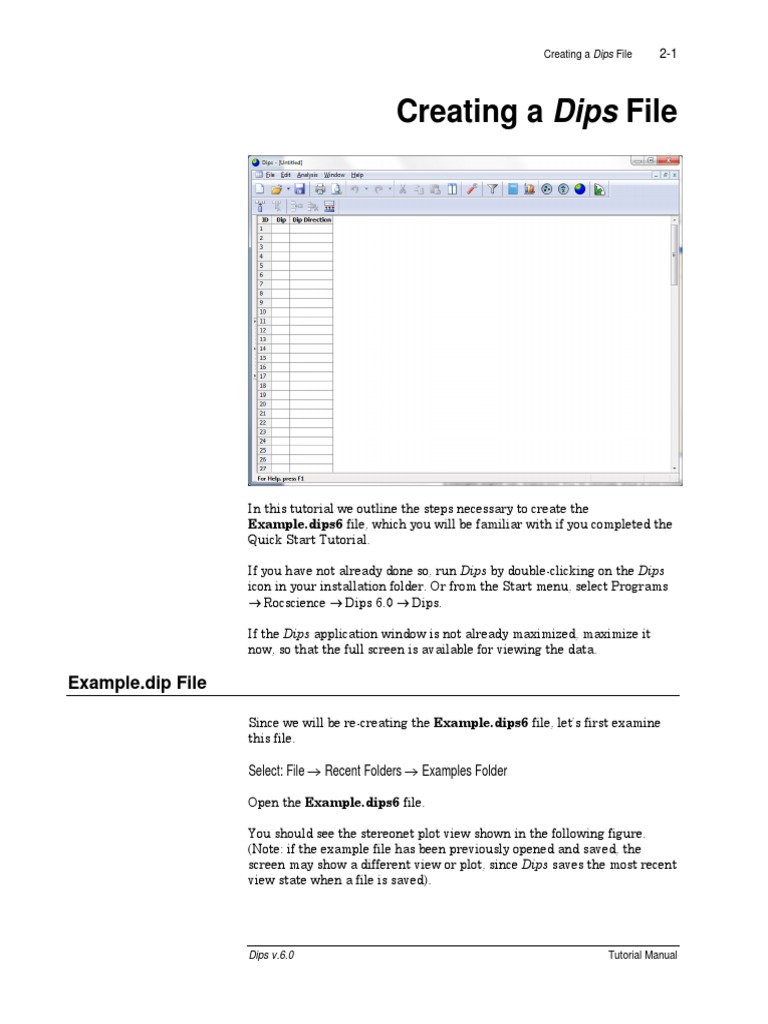 Tutorial 02 Creating A Dips File | PDF | Spreadsheet | Computer File