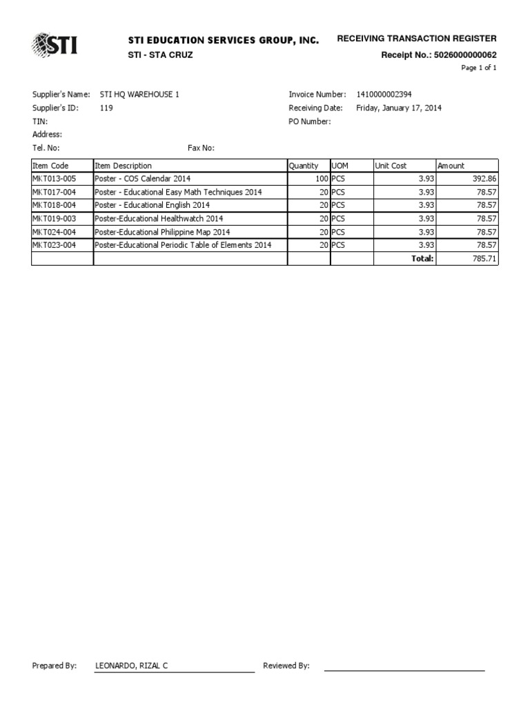 Educational Posters Invoice | PDF
