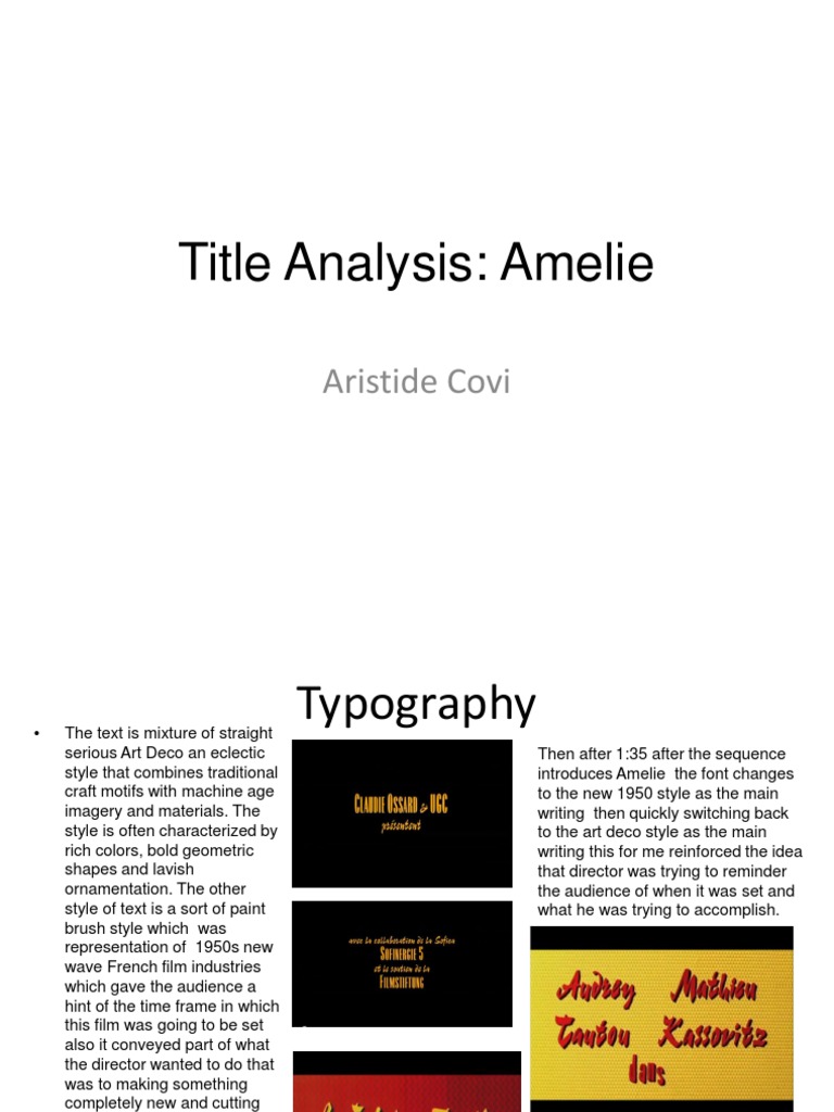 Title Analysis Amelie | PDF | Art Media | Aesthetics