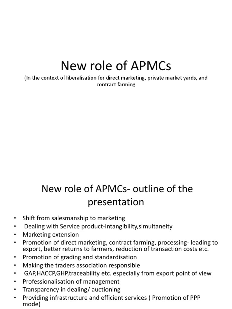 New Roles of APMC | Industries | Economies