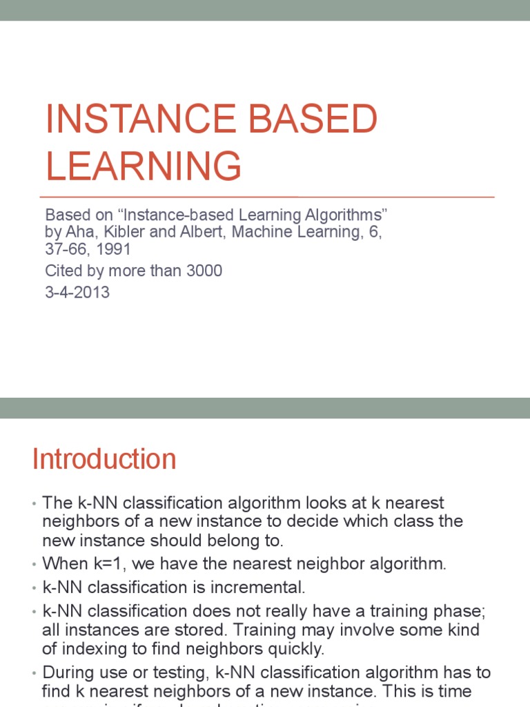 Instance Based Learning Statistical Classification Algorithms 