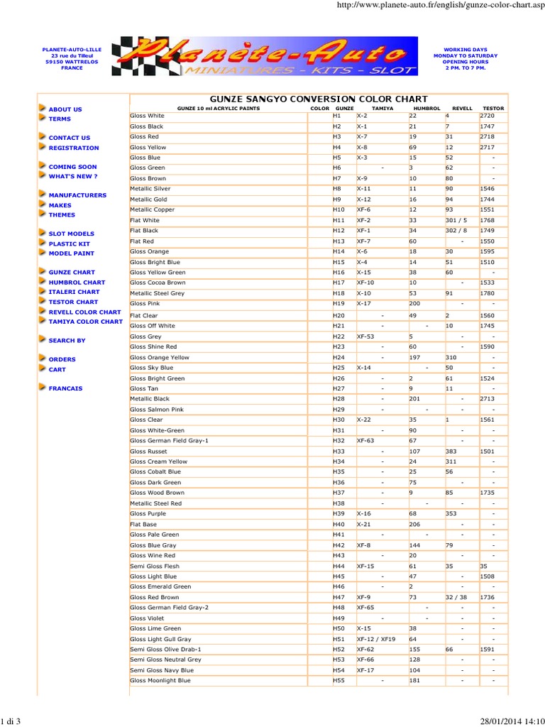 Gunze Color Chart | PDF | Grey | Blue