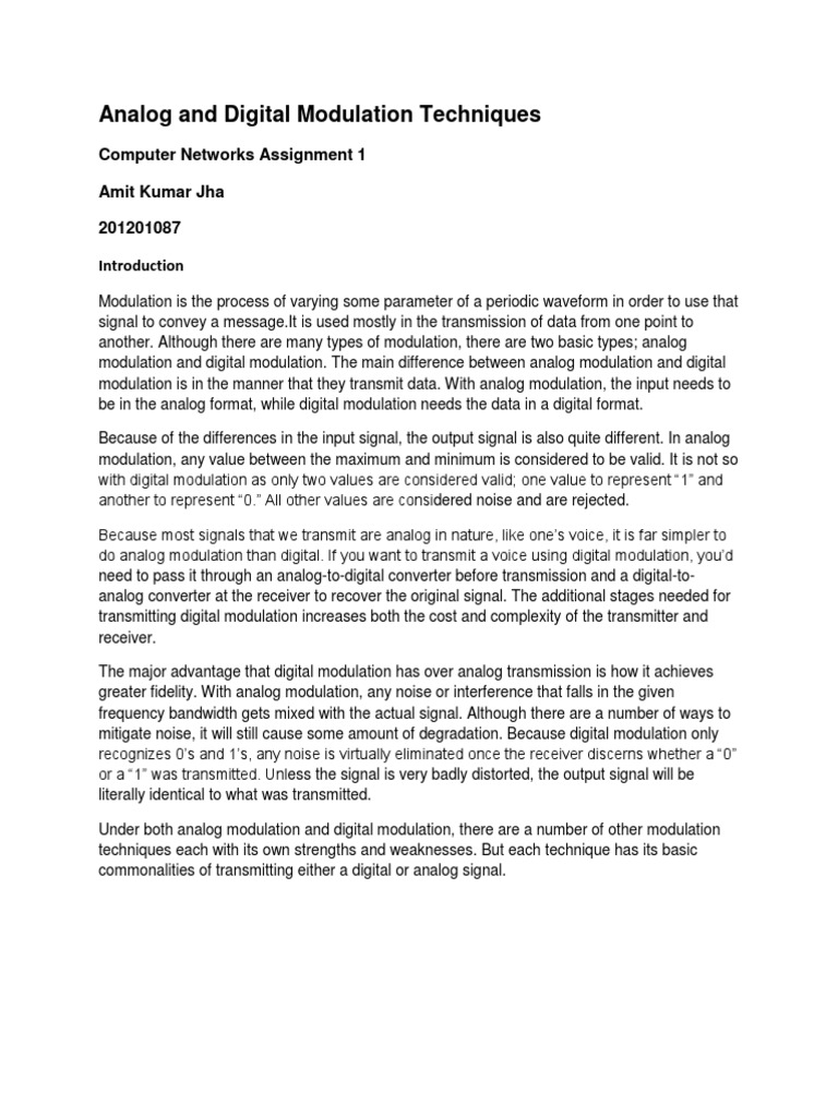 Analog and Digital Modulation Techniques | PDF | Modulation | Frequency ...