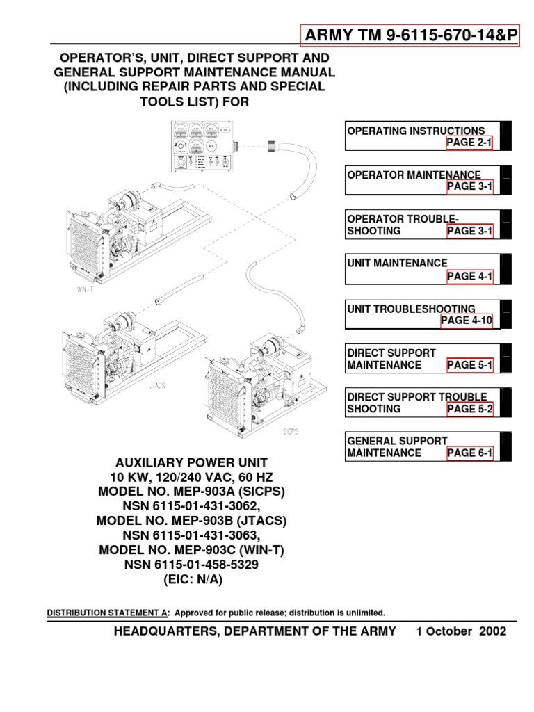 TM 9-6115-670-14P Mep-903 Part 1 (Of2) | PDF | Internal Combustion ...