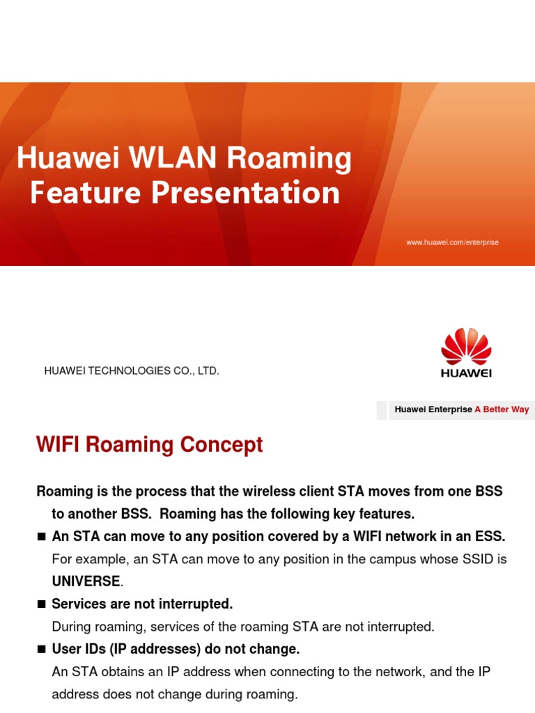 Huawei WLAN Roaming Feature Presentation | PDF | Wireless Lan ...
