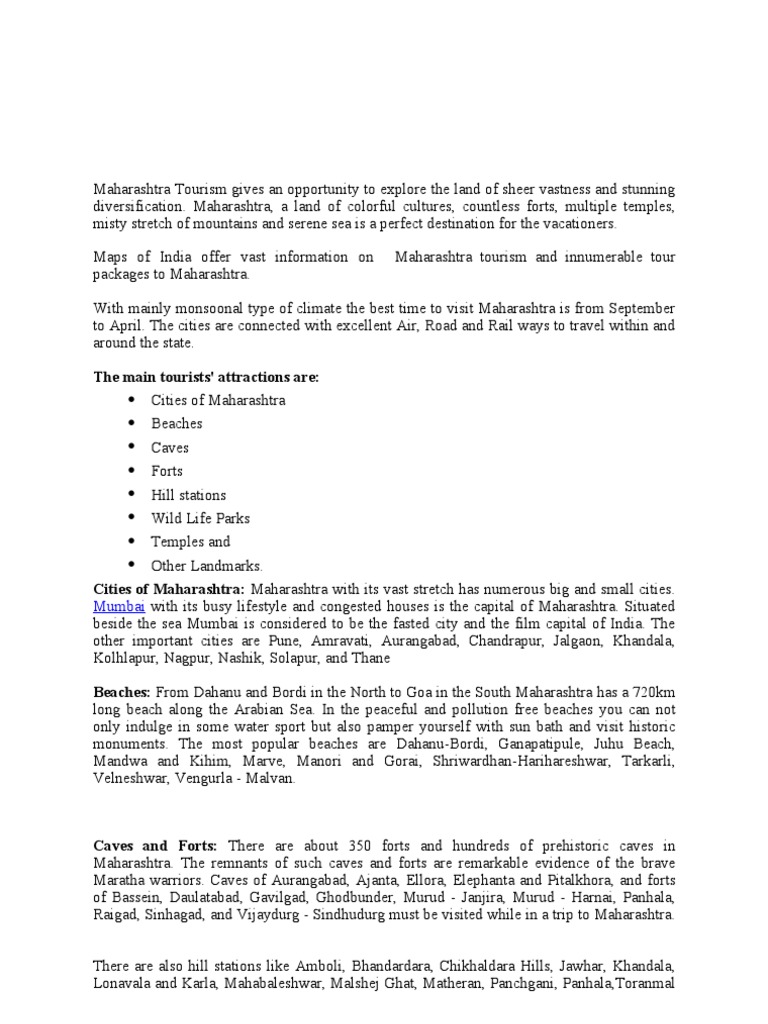 Tourist Map of Maharashtra Tourist Map of Maharashtra | PDF | Mumbai ...