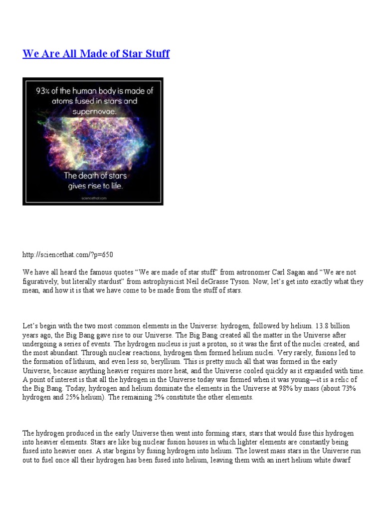 We Are All Made of Star Stuff | PDF | Stars | Nuclear Fusion