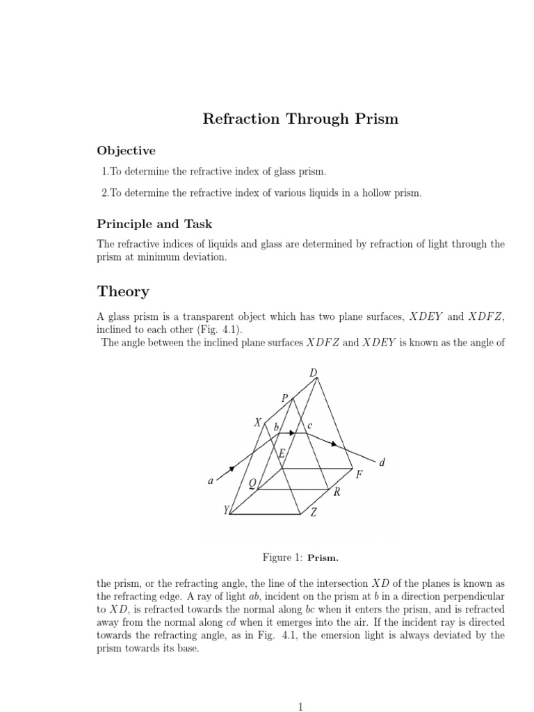 Refraction Through Prism | PDF | Prism | Refraction