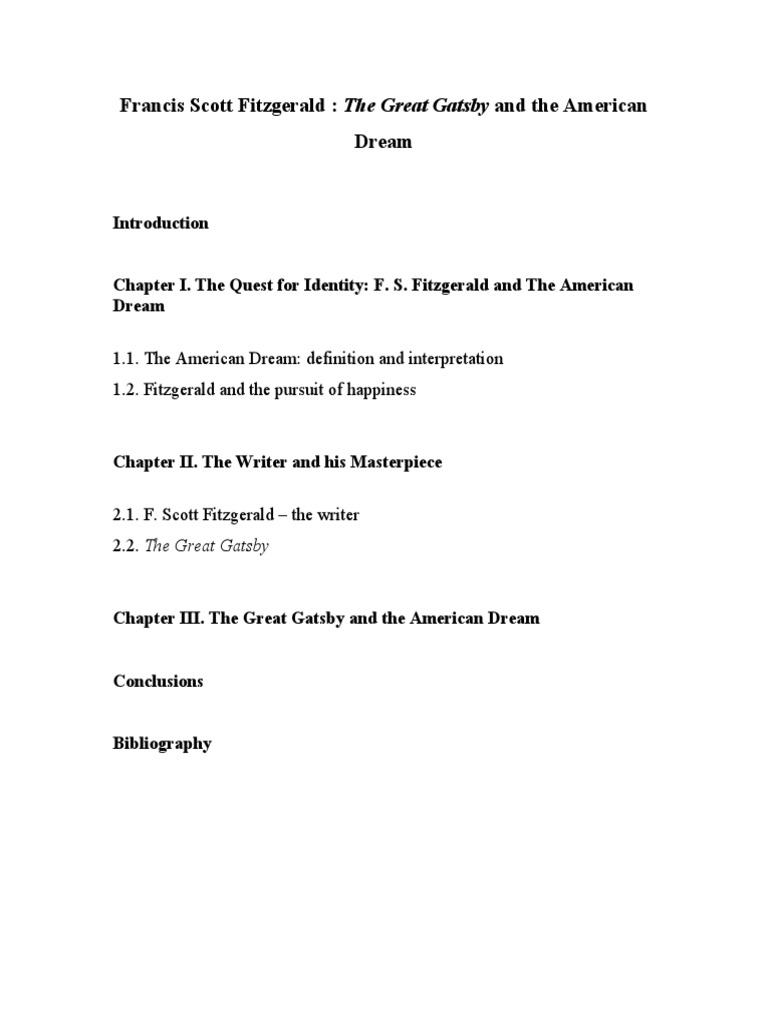 The Great Gatsby and the American Dream | PDF | Travel